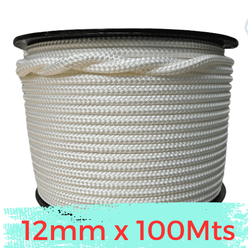 Marine Rope 12mm (Double Braid) — 100m Bulk Spool — Solid Colours ...