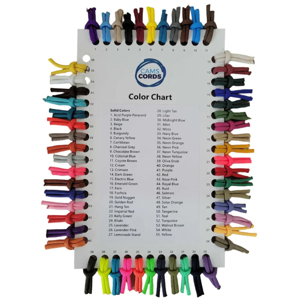 550 Paracord Solid Colours Sample Card – Your Ultimate Color Guide ...